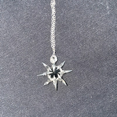 Spiky Metal Pendant ,punk Spiky Cross , Liquid Metal, Soldered Necklace ...