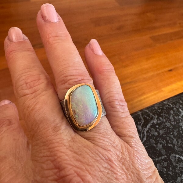 Crystal Opal in 18k Gold on Sterling Silver Ring - Etsy