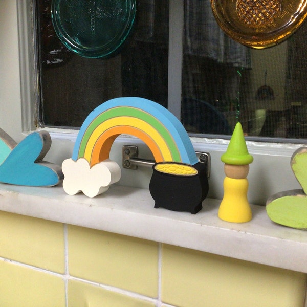 Rainbow With Pot of Gold Cutout- St. Patrick's Wood Craft- Rainbow ...