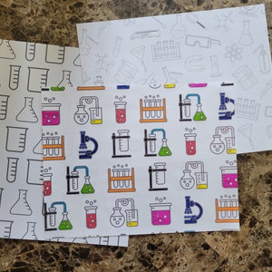 Color Your Own Science Digital Paper Back to School Pattern, Science ...