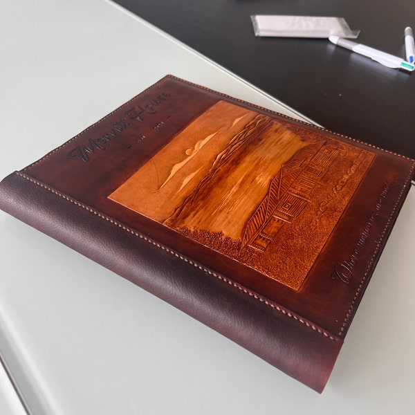 Custom Leather Journal / Personalized Handmade Wedding Guest Book ...