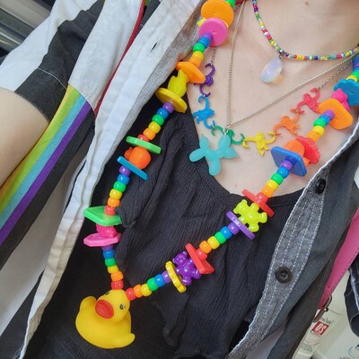 Kidcore Decora Rubber Frog Rainbow Necklace - Etsy