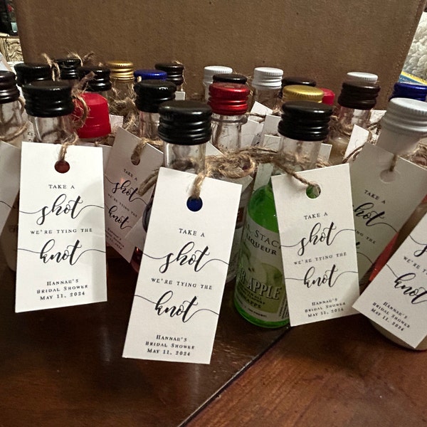Mini Alcohol Tags Template, Party Favors, Take A Shot We're Tying the ...