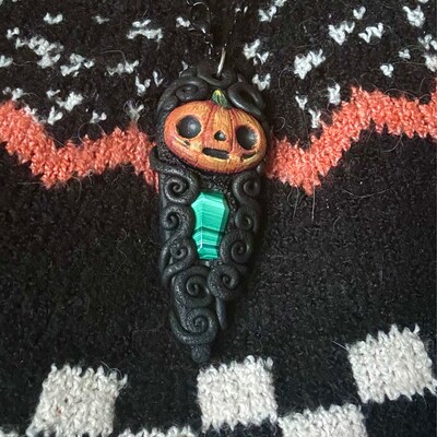 Pink Krampus Pendant Necklace-pastel Goth Clay Jewelry-hand Painted ...