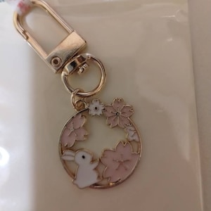 Cute Enamel Sakura Rabbit Keychain & Phone Strap - Etsy