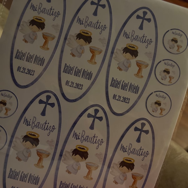 Personalized Stickers / Baptism Labels / Baptism Favors / Candle ...