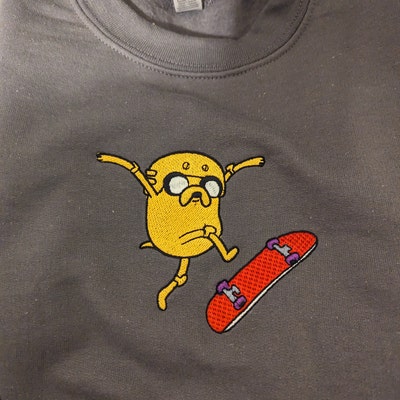 Jake Skateboard Embroidered Sweater, Personal Cartoon Gift Hoodie, Y2K ...