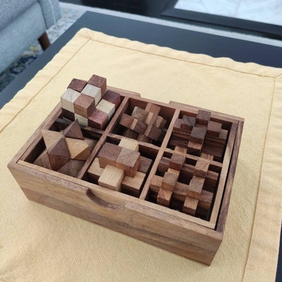 The Explorer STEM Brain Teaser Puzzle Set, 6 Wooden Mechanical Puzzles ...