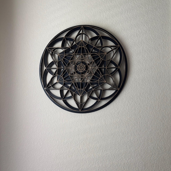Metatron's Cube Wall Art • Layered Mandala • Hand-painted Geometric ...