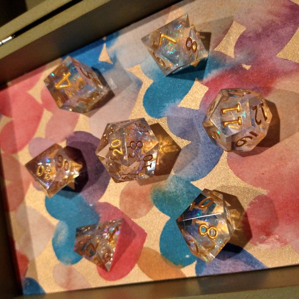 Rainbow DND Dice Set, Transparent Sharp Edge D&D Dice Full Set ...