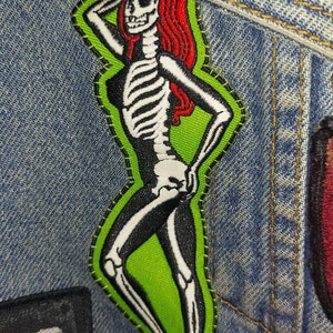 Patch Skeletal Girl Glow in the Dark Side Dead Pin up Rockabilly Horror ...