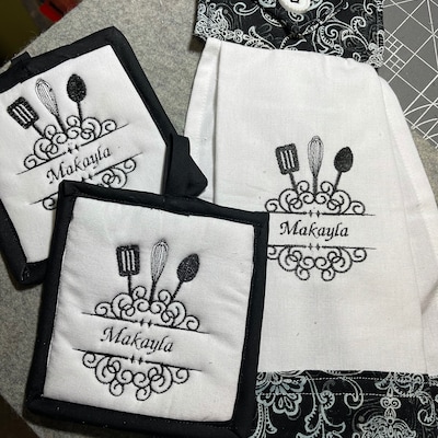 Kitchen Utensils Split Frame Monogram Machine Embroidery Design ...