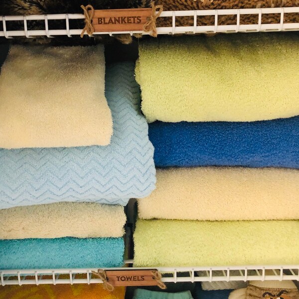 Custom Wood Linen Closet Tags Labels for Laundry Organization Clean ...