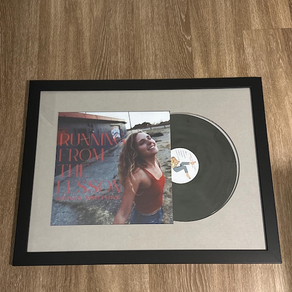 LP Layered Display Wall Frame: 12" Record Cover, Vinyl - Black Wood W ...