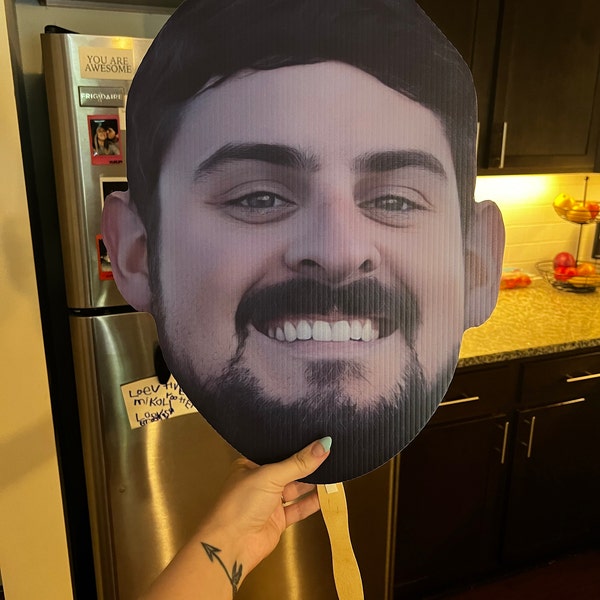 Custom Big Large Face Fans With Wooden Handle, Wedding Heads ...