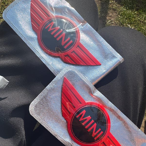 Mini Badge X2 Logo Front Bonnet Gold Tailgate Metal Sticker Emblem ...