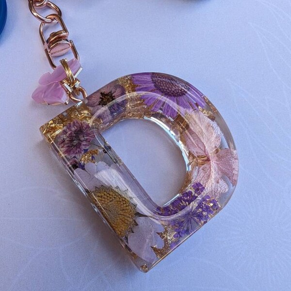 Resin Floral Keyring With Butterfly Charm / Floral Keychain/ Custom ...