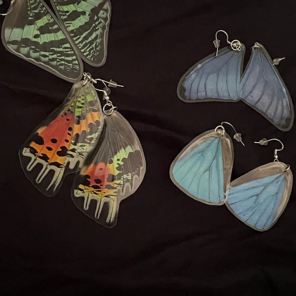 Real Butterfly Wing Earrings// Sunset Moth Jewelry// Laminated// Gift ...