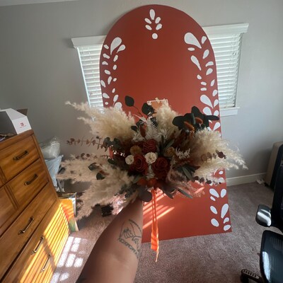 Terracotta, Rust Greenery Pampas Grass Arch or Wall Decor, Dried ...