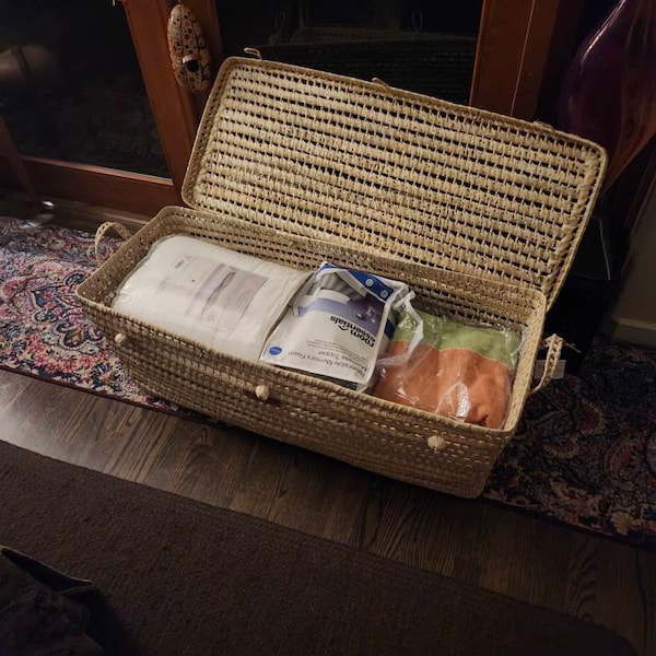 Woven Wicker Toy Box - Rattan Palm Storage Trunk and Storage Basket - Etsy