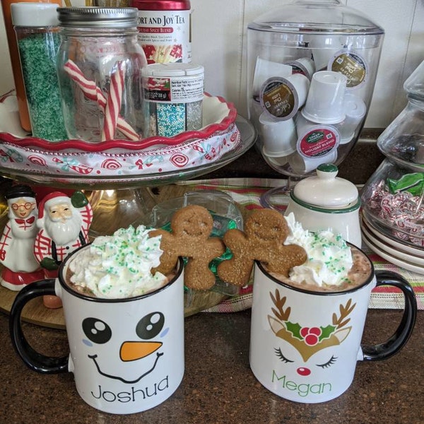 Secret Santa Gift, Snowman Face Mug, Personalized Hot Chocolate Mugs ...