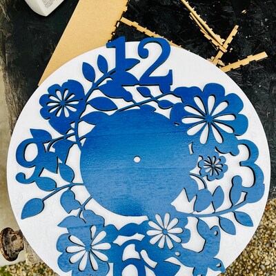 Wall Clock Flowers Laser Cut Dxf Glowforge Svg Xtool D1 CNC Cutting ...