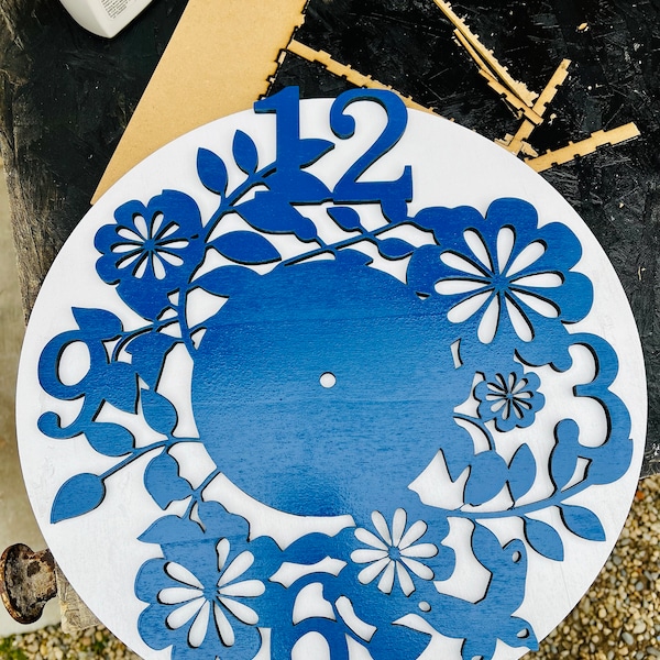 Wall Clock Flowers Laser Cut Dxf Glowforge Svg Xtool D1 CNC Cutting ...