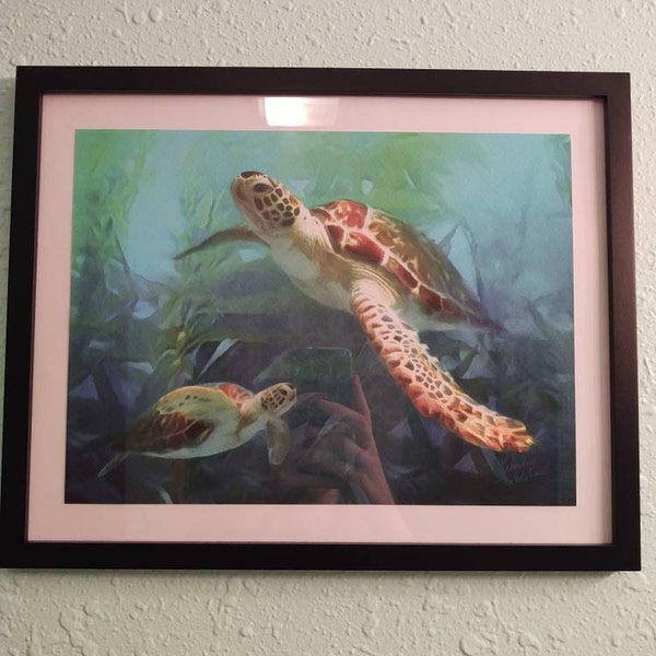 Sea Turtle Painting, Sea Turtle Art, Sea Life, Turtle Art Gift, Beach ...