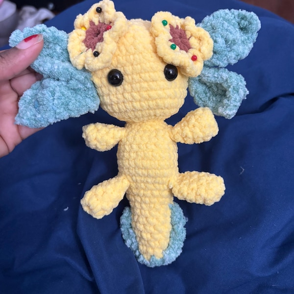 No Sew Axolotl Crochet Pattern, Cute Flower Axolotl No Sew Amigurumi ...
