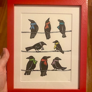 Magpie in Fez Handmade Linocut Bird Art Print - Etsy