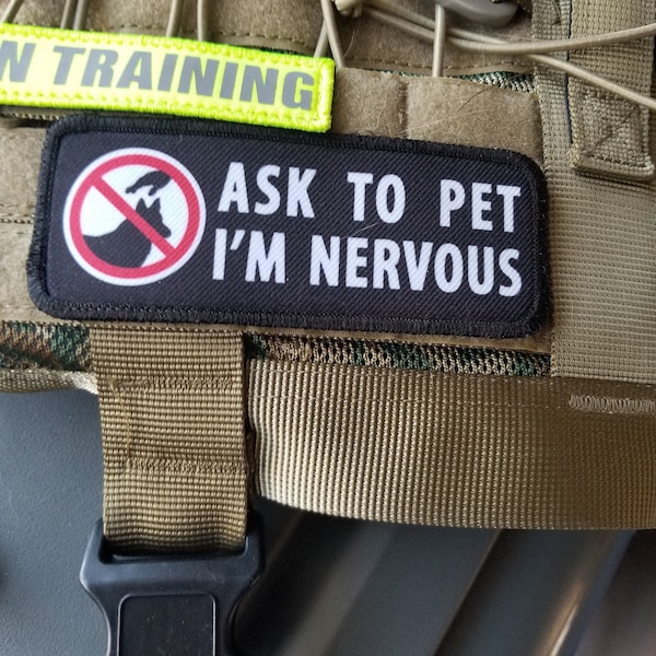 Nervous Dog Patch | Ask to Pet Patch | Dog Vest Patches | Hook Fastener ...