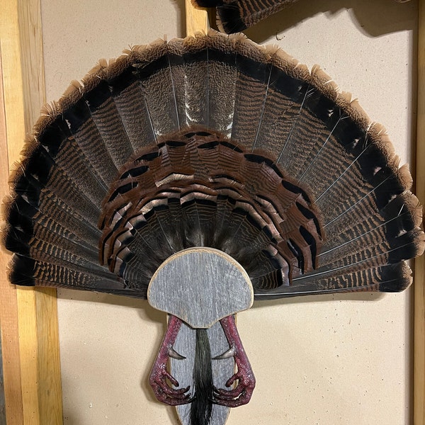 Barn Wood (weathered Wood) Turkey Fan/beard Plaque Handmade - Etsy