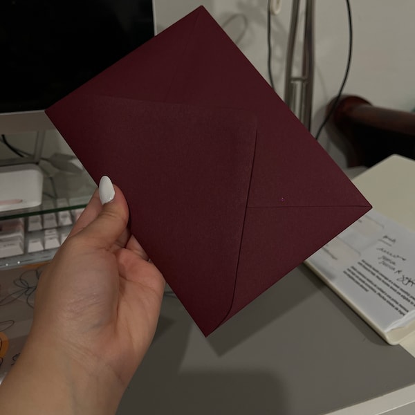 25 A7 or A1 Wine Burgundy Maroon Purple Wedding 5x7 Invitation Pointed ...