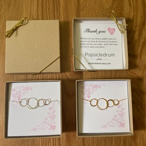 4 Circle Necklace Silver Gold Linked Circles Necklace Gift 4 Ring ...