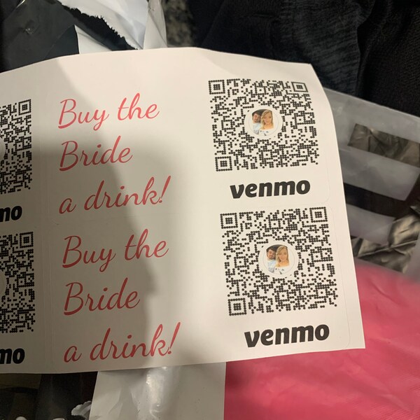 Venmo QR Code Stickers / Cash App QR Code for Bachelorette Party or ...