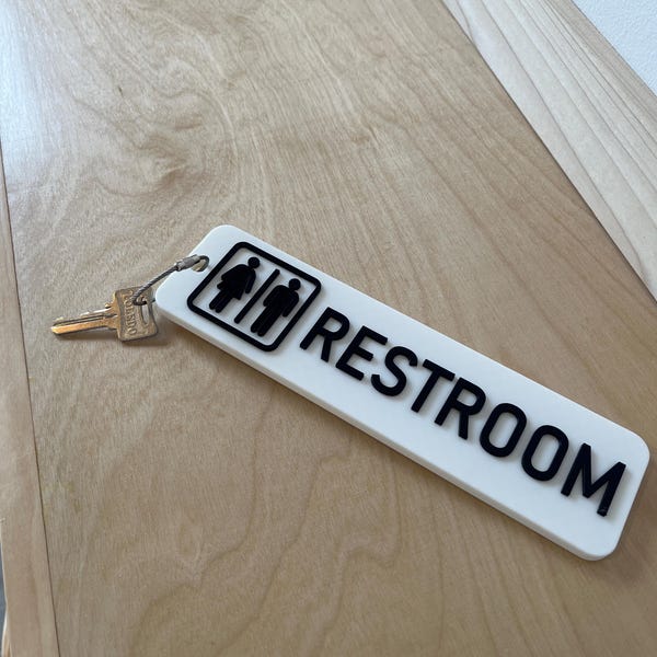 Large Restroom Keychain, Oversized Bathroom Pass, Giant Toilet Key Ring ...