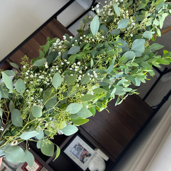 Fresh Seeded Eucalyptus Magnolia Garland, Real Greenery Garland ...