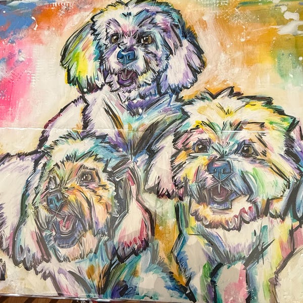 Colorful Pet Art, Custom Dog Paintings, Custom Pet Portrait, Acrylic on ...