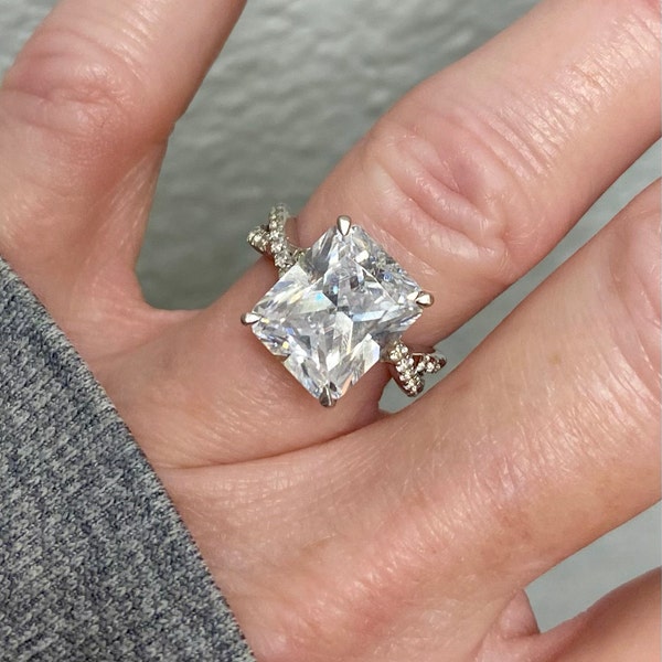 3 CT Radiant Diamond Engagement Ring Radiant Cut Solitaire Engagement ...