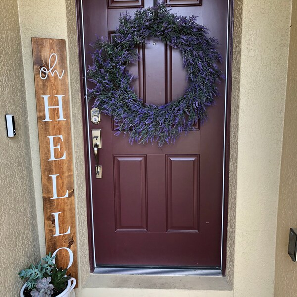 Oh Hello Vertical Welcome Sign | Entryway Sign | Front Porch Sign ...