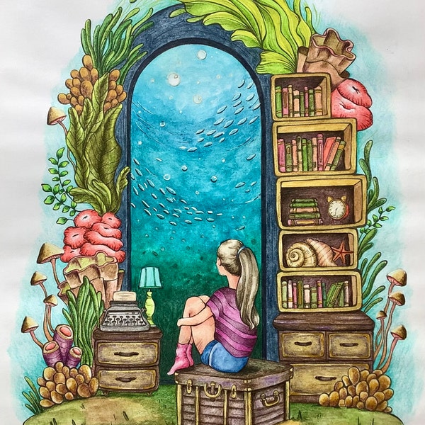 Ocean Girl Coloring Pages, Fantasy Magical, Underwater, Corals Reefs ...