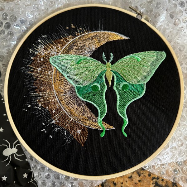 Moon Moth Embroidered Art - Etsy
