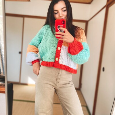 Crochet Colorblock Cardigan Written Pattern - Etsy UK
