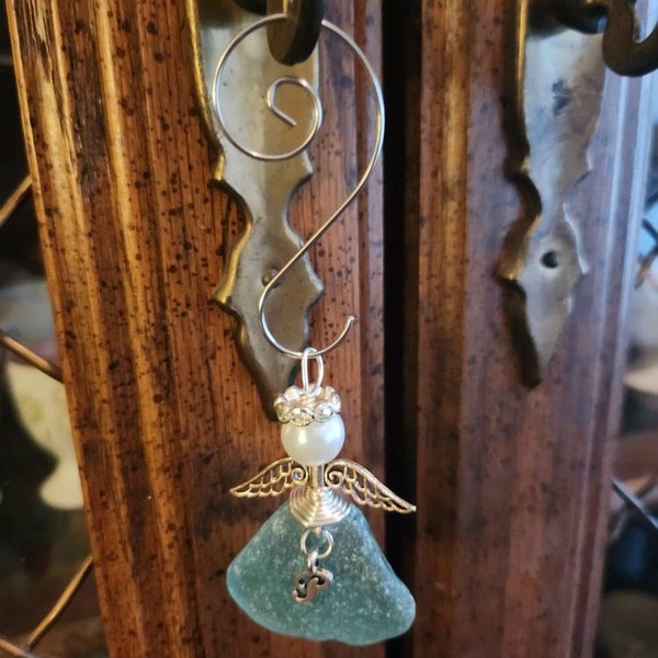Genuine Sea Glass Christmas Tree Necklacechristmas Tree Pendant Christmas Ornamentchristmas