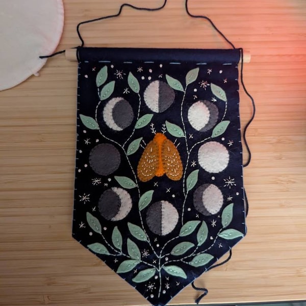 Celestial Pennant Felt Craft Kit - Beginner DIY Craft Set - Moon Phases ...