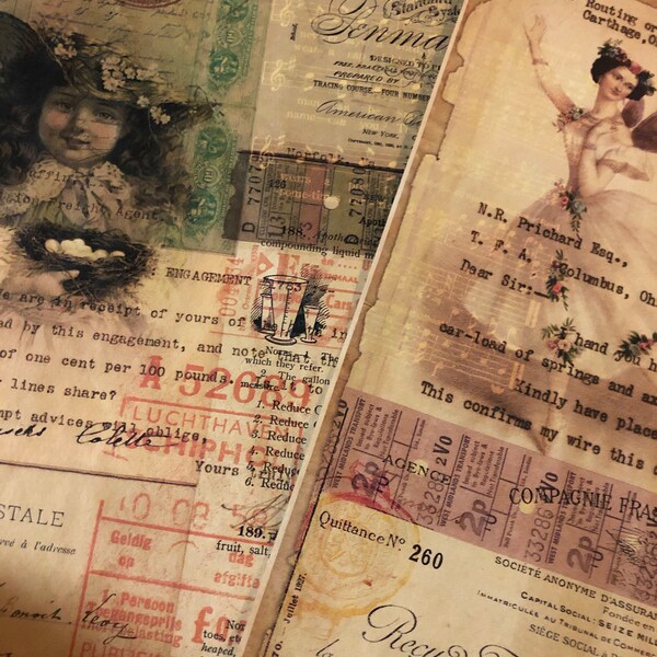 DIGITAL Vintage Grunge Ephemera - Digital Collage Sheet Download - VBM ...