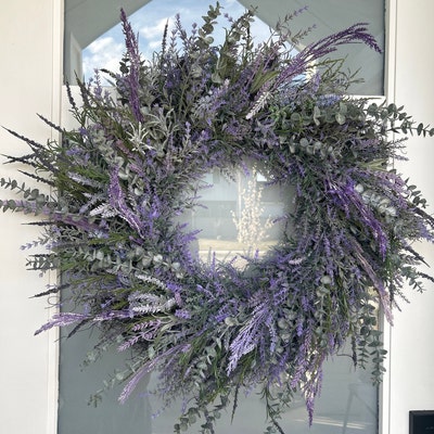 Full Purple Lilac Wreath for Front Door, Purple Lilac Wreath, Lilac ...