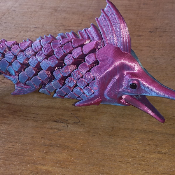 Marlin Fish Wall Decor, 3D Printed Articulated Fish, Fishing Cabin ...