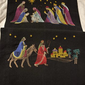 Embroidered Quilt Block - Nativity Quilt Block - Holiday Quilt Block ...