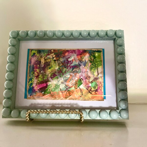 Glossy Beaded Bobbin Picture Frame Lacquered Bobbin Frame Painted ...